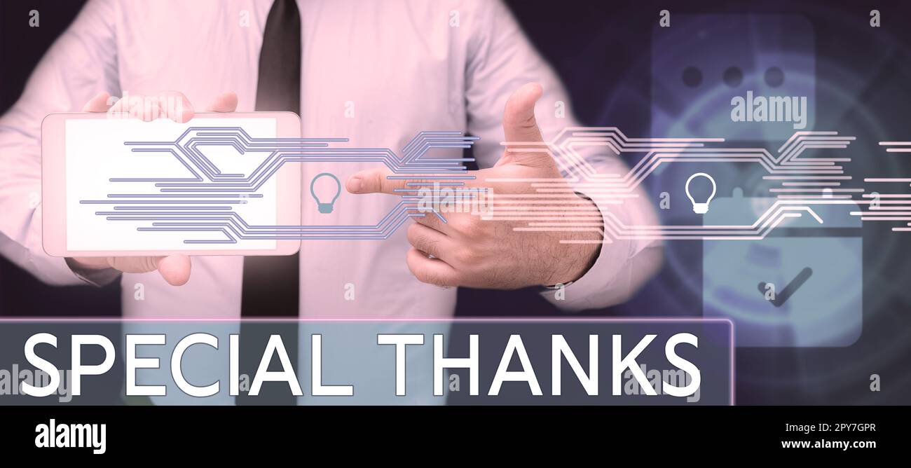 Handwriting text Special Thanks. Concept meaning expression of ...