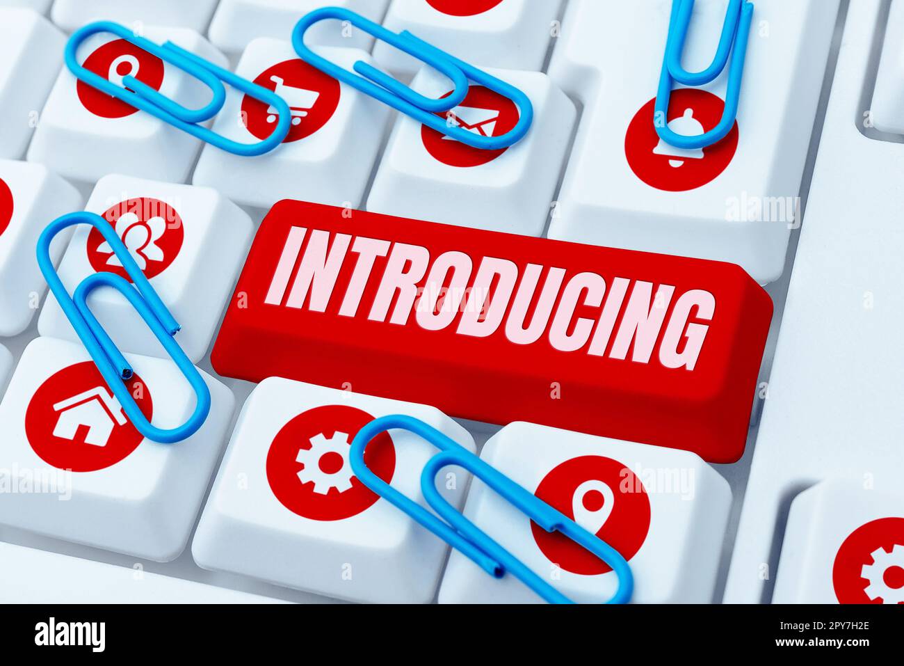 Sign displaying Introducing. Word for Presenting a topic or someone ...