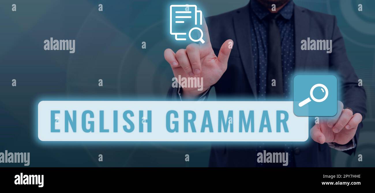 Sign displaying English Grammar. Concept meaning courses cover all ...