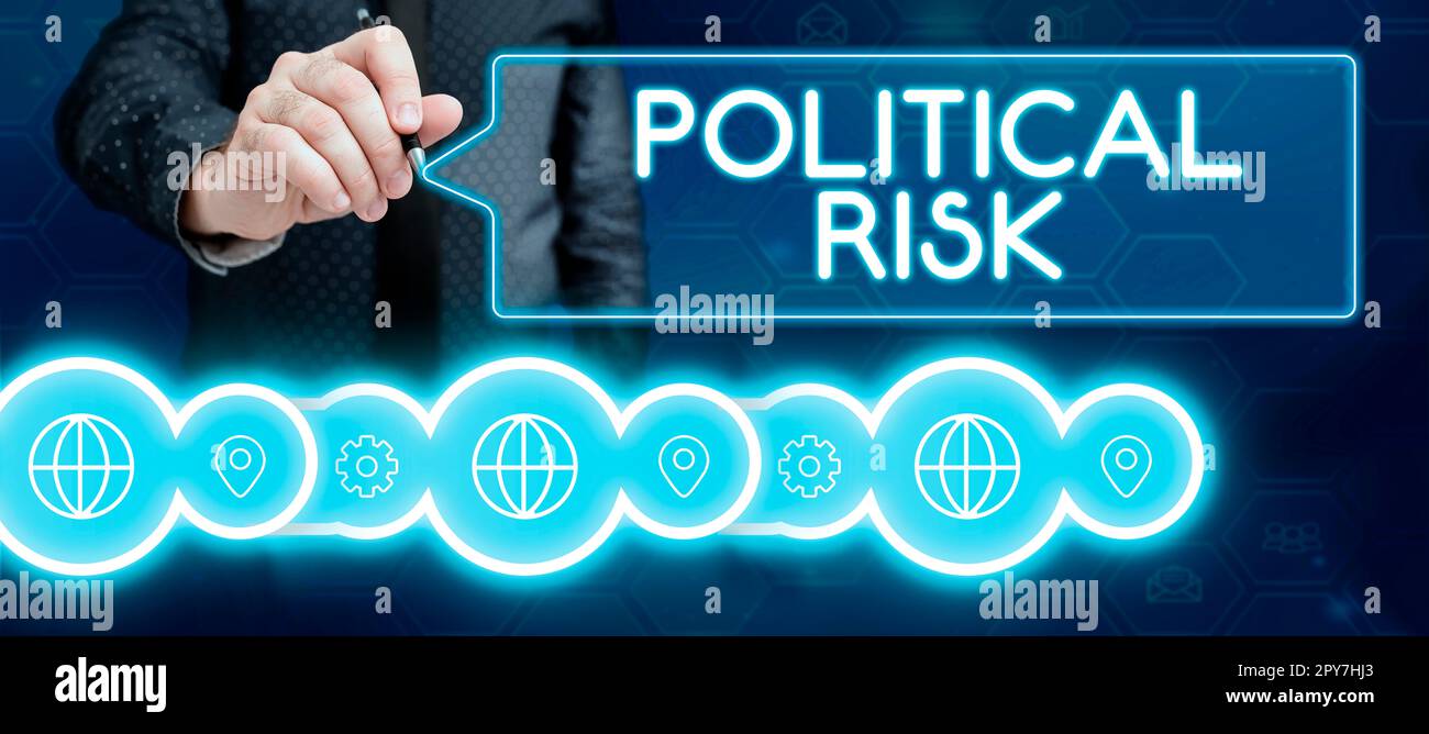 Hand writing sign Political Risk. Business showcase communications ...