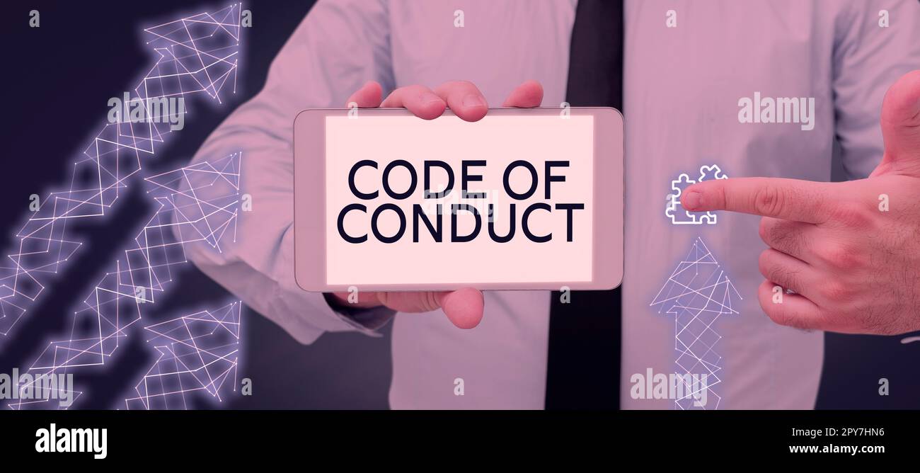 Handwriting text Code Of Conduct. Word for Ethics rules moral codes ...