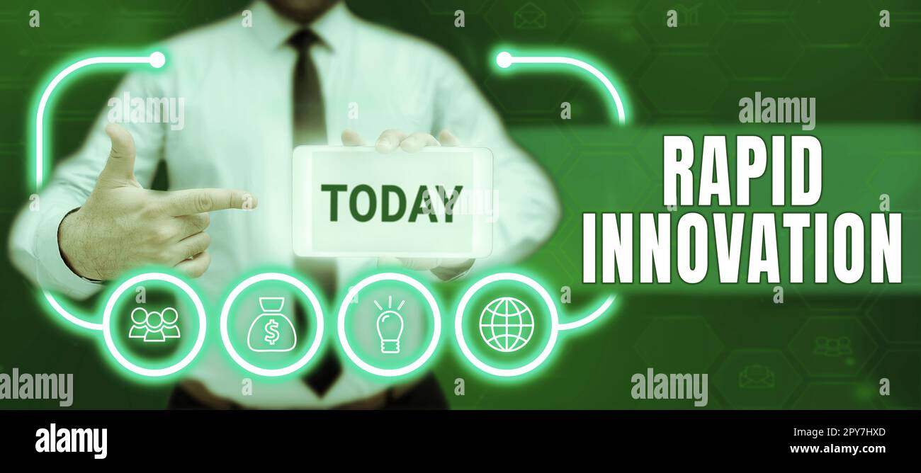 Conceptual caption Rapid Innovation. Business idea characteristic of a ...