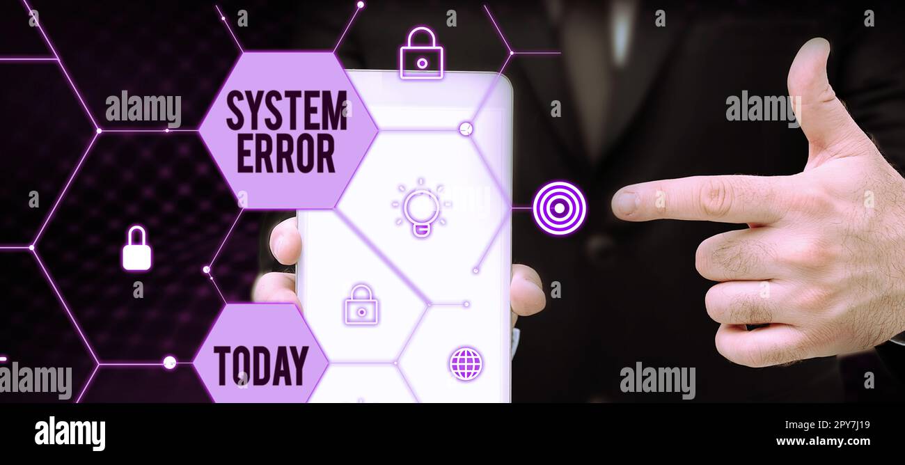Conceptual caption System Error. Business overview Technological failure Software collapse crash ...