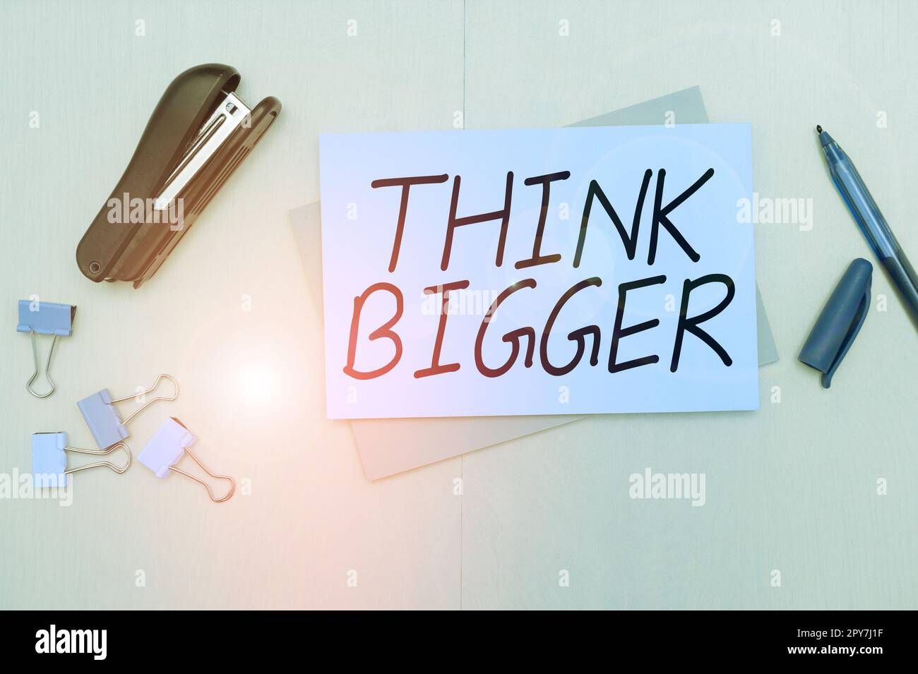 Conceptual caption Think Bigger. Business overview being able to dream ...