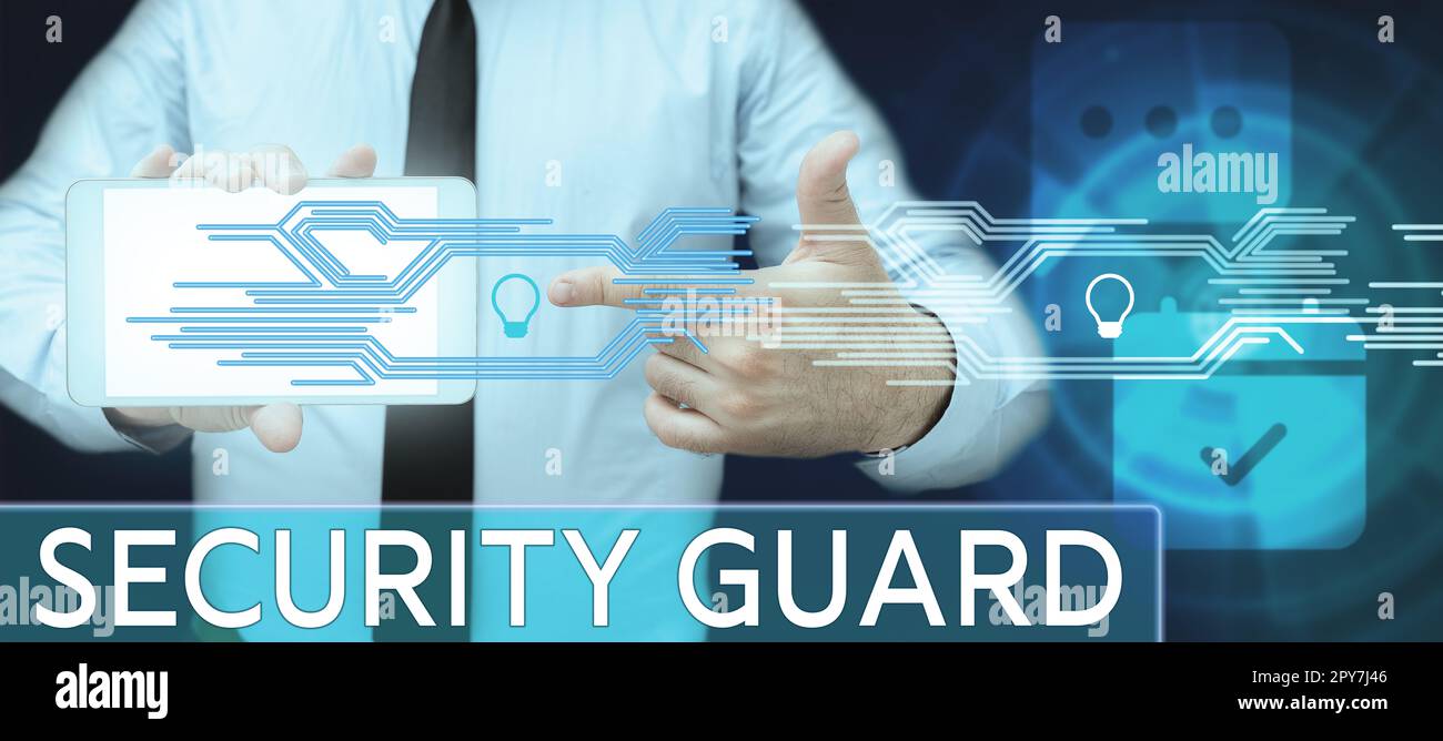 Conceptual display Security Guard. Business idea tools used to manage ...
