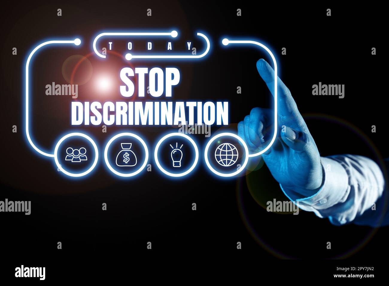 Text caption presenting Stop Discrimination. Conceptual photo Prevent ...