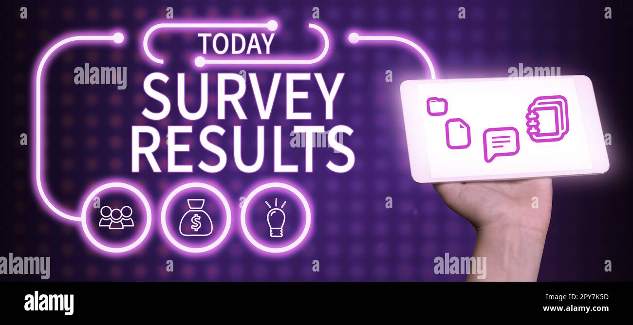 Writing displaying text Survey Results. Internet Concept result of ...