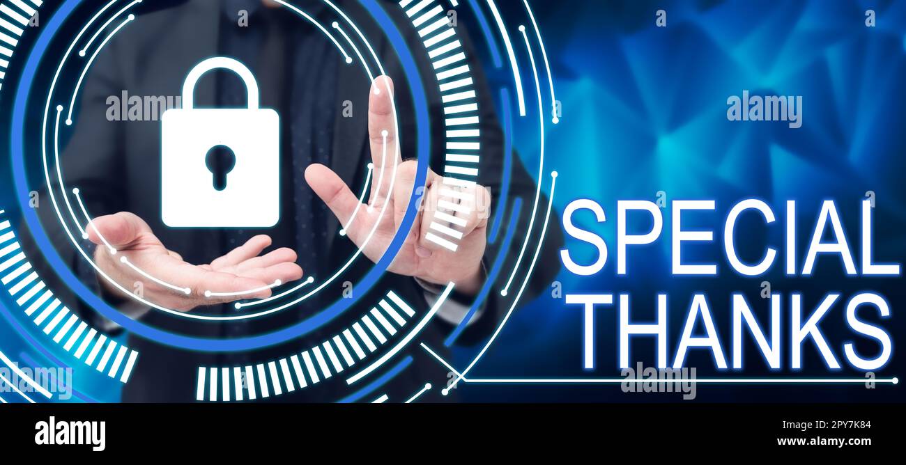 Text sign showing Special Thanks. Concept meaning expression of ...