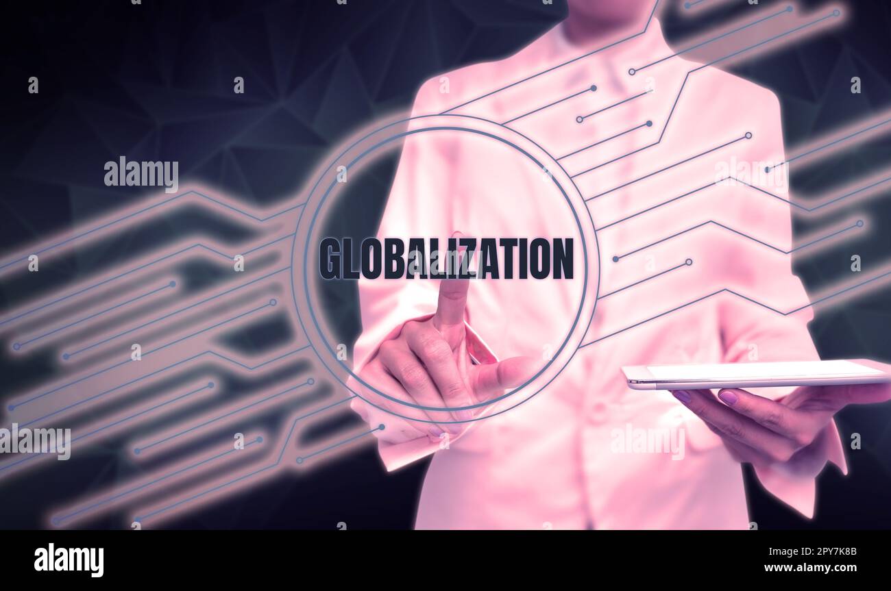 Sign displaying Globalization. Word for development of an increasingly ...