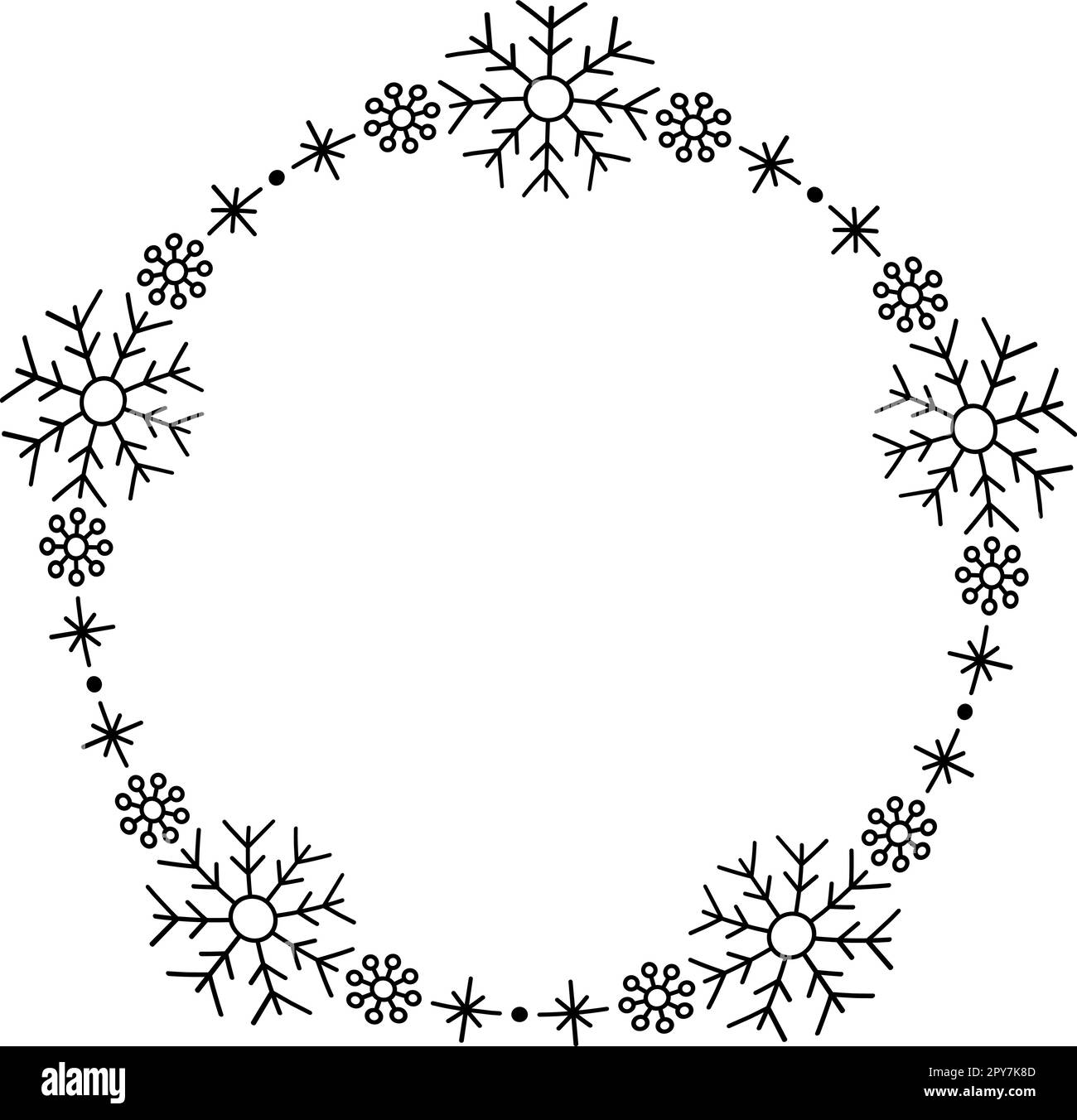 Snowflake circle frame. Winter snowflake round border Stock Vector ...