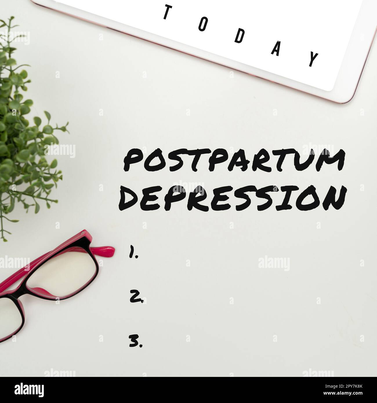 Text showing inspiration Postpartum Depression. Word Written on a mood ...