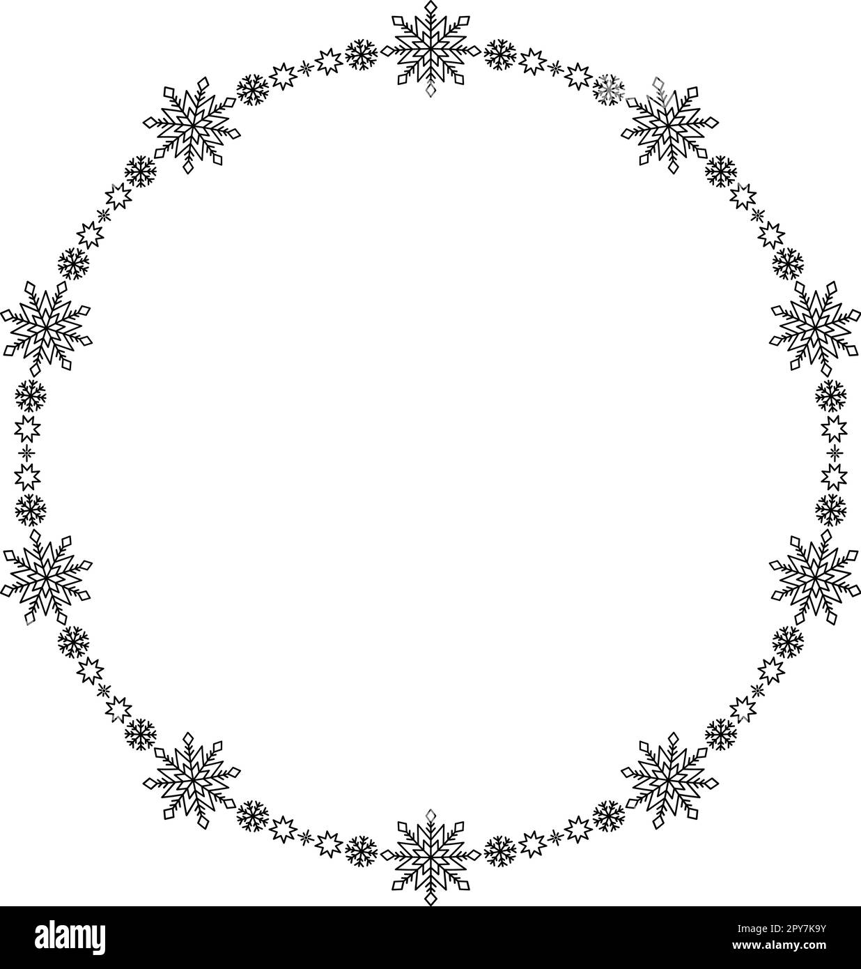 Snowflake circle frame. Winter snowflake round border Stock Vector ...