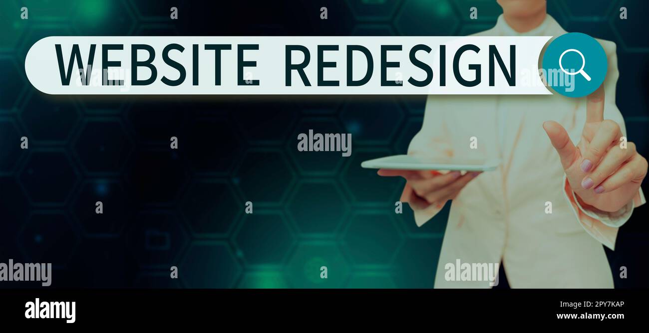 Conceptual caption Website Redesign. Business showcase modernize improver or evamp your website ...