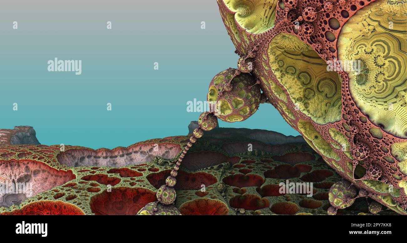 the surface of an virus or an alien planet under an alien sun 3d ...