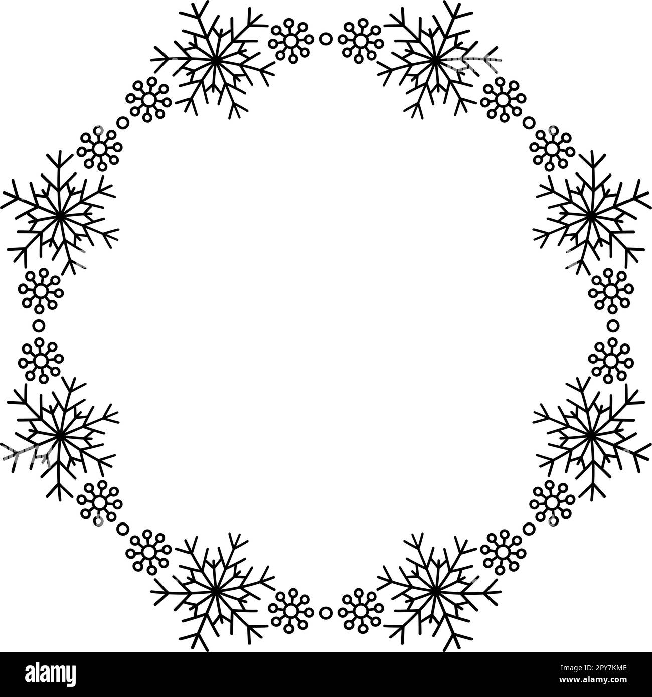 Snowflake circle frame. Winter snowflake round border Stock Vector ...