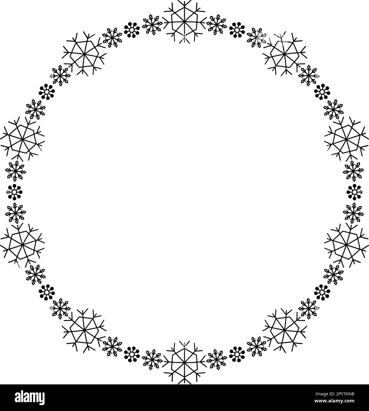 Snowflake circle frame. Winter snowflake round border Stock Vector ...