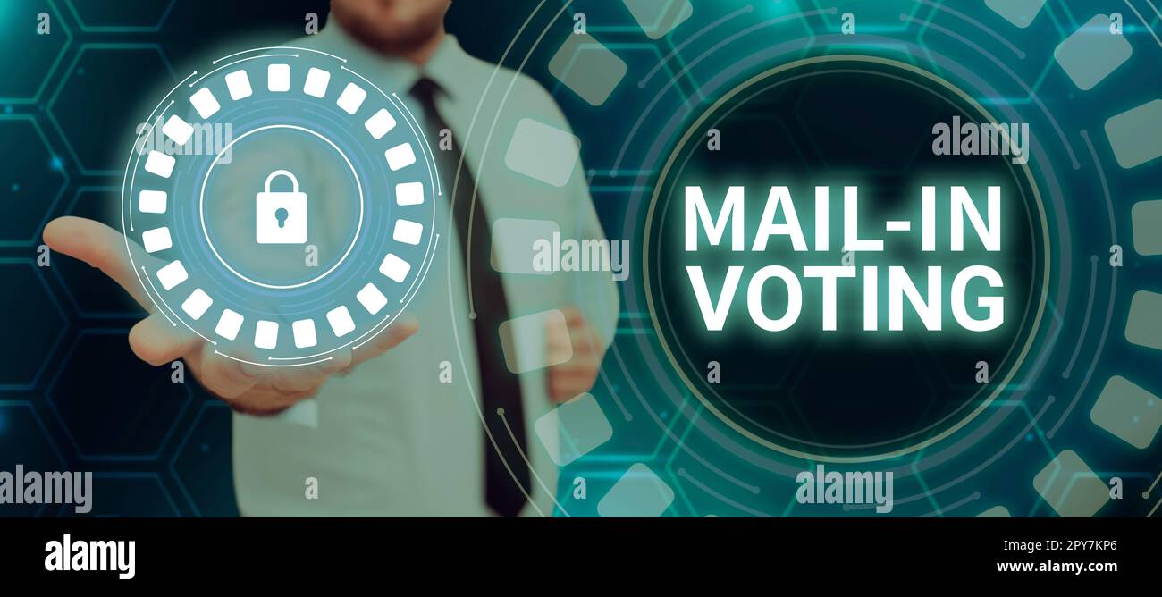 Text caption presenting Mail In Voting. Conceptual photo voting in an ...