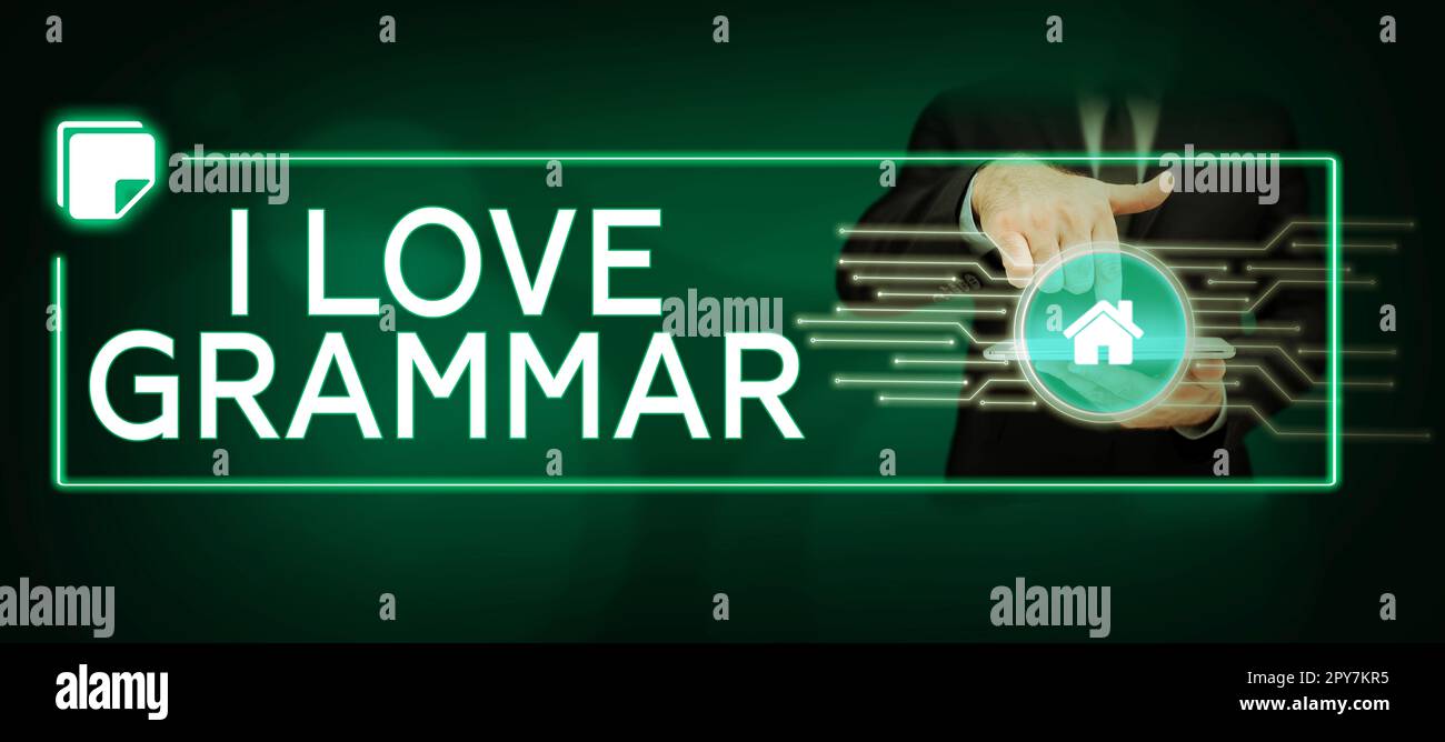 Sign displaying I Love Grammar. Conceptual photo act of admiring system ...