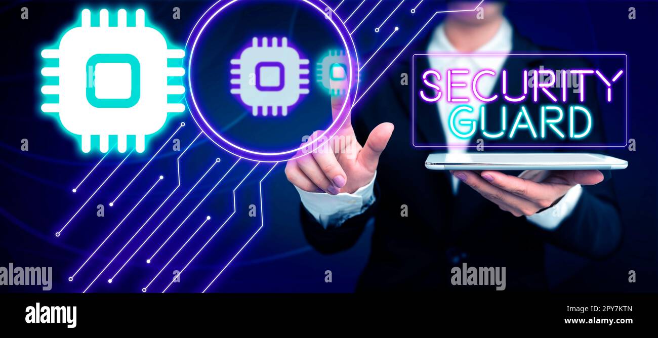 Sign displaying Security Guard. Internet Concept tools used to manage ...