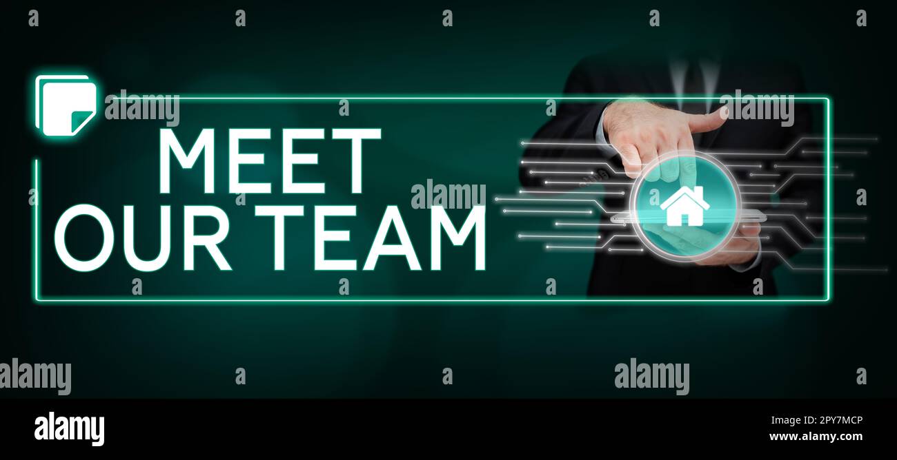 Writing displaying text Meet Our Team, Business idea introducing ... Writing displaying text Meet Our Team, Business idea introducing ...