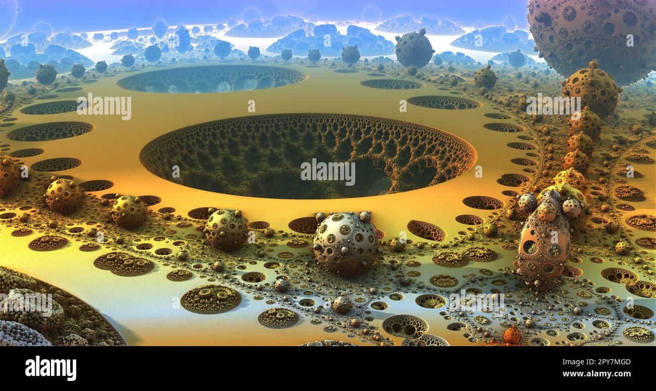 the surface of an alien planet under an alien sun 3d rendering Stock ...