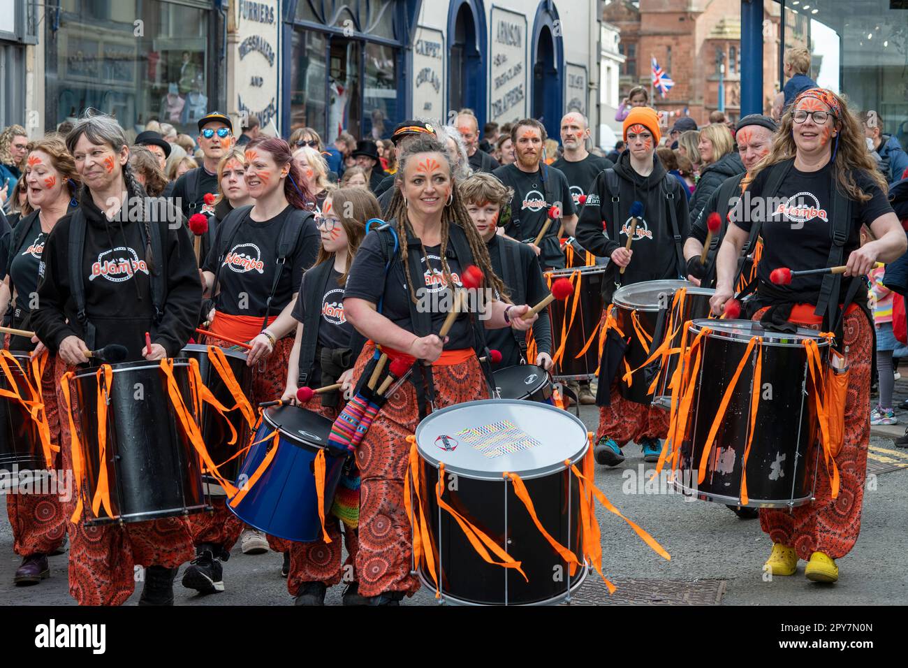 The Bjamba Samba band progressing through Penrith on May Day, 2023 ...