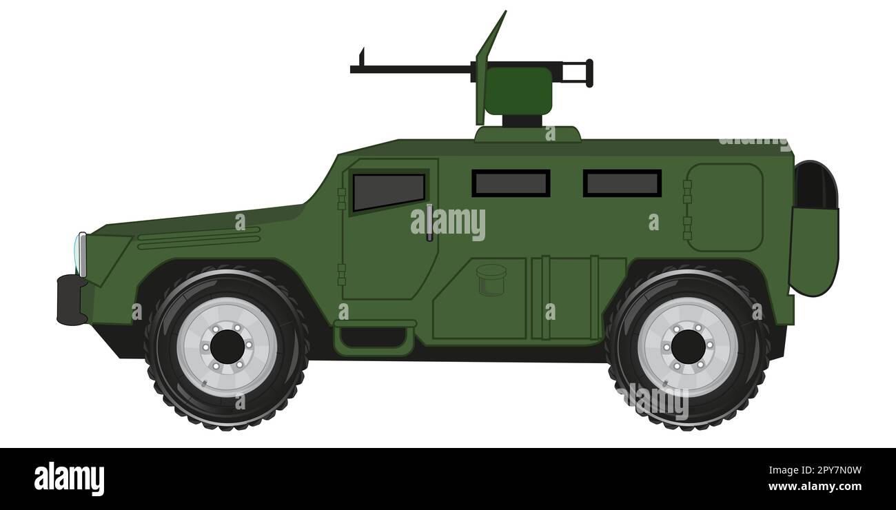 Military transport armored vehicle on white background is insulated ...