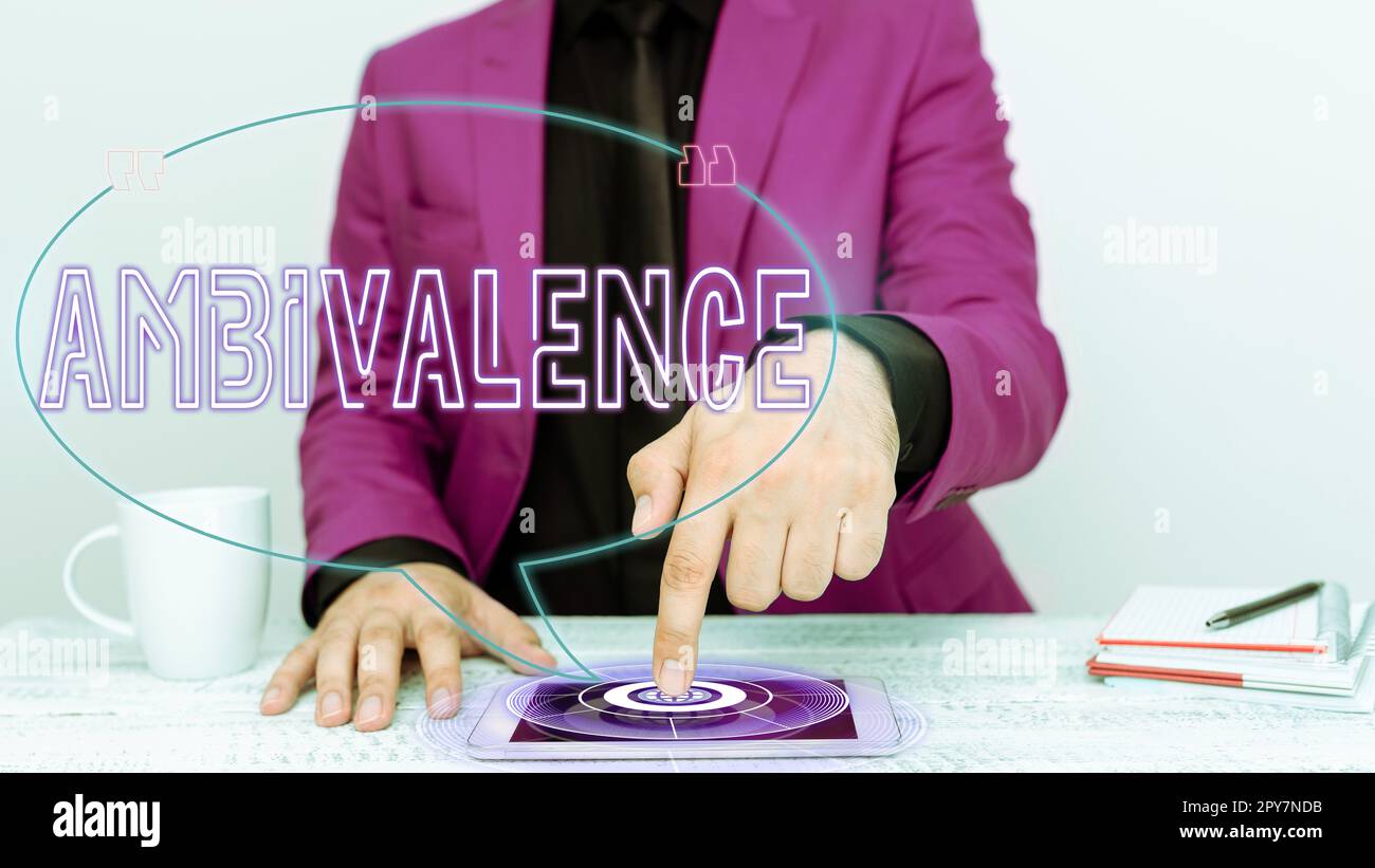 Text caption presenting Ambivalence. Concept meaning attitudes or ...