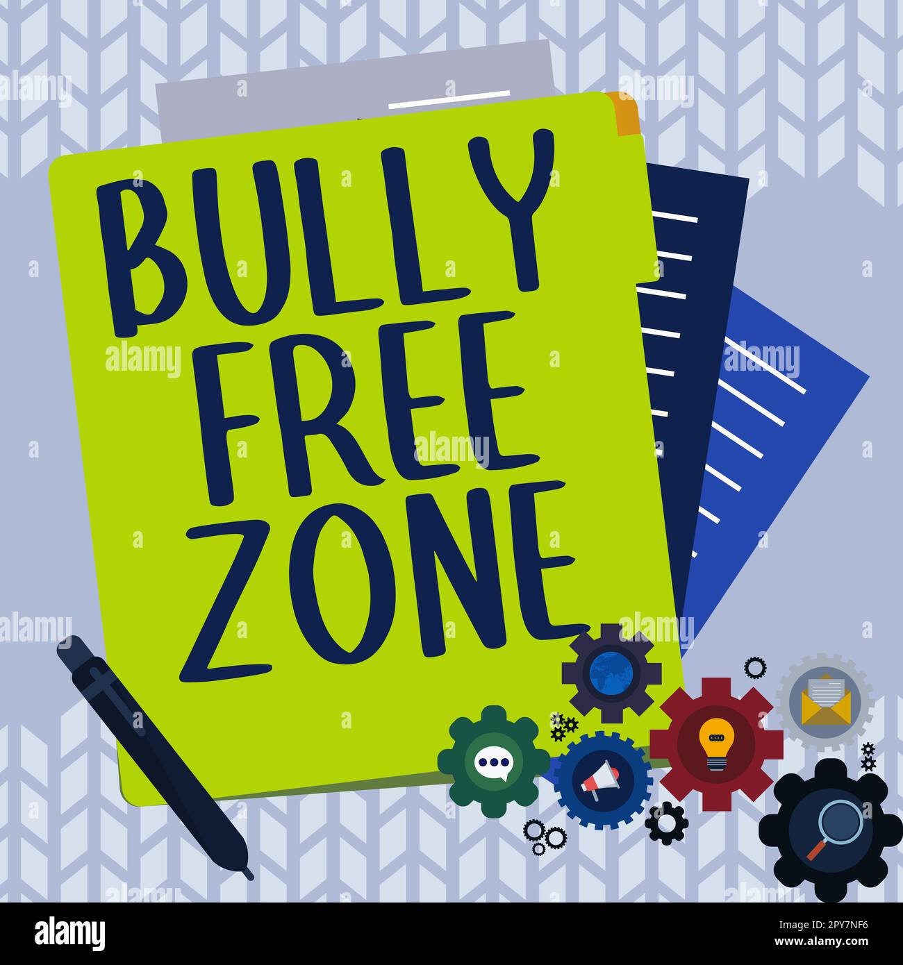 Sign displaying Bully Free Zone. Business overview Be respectful to ...