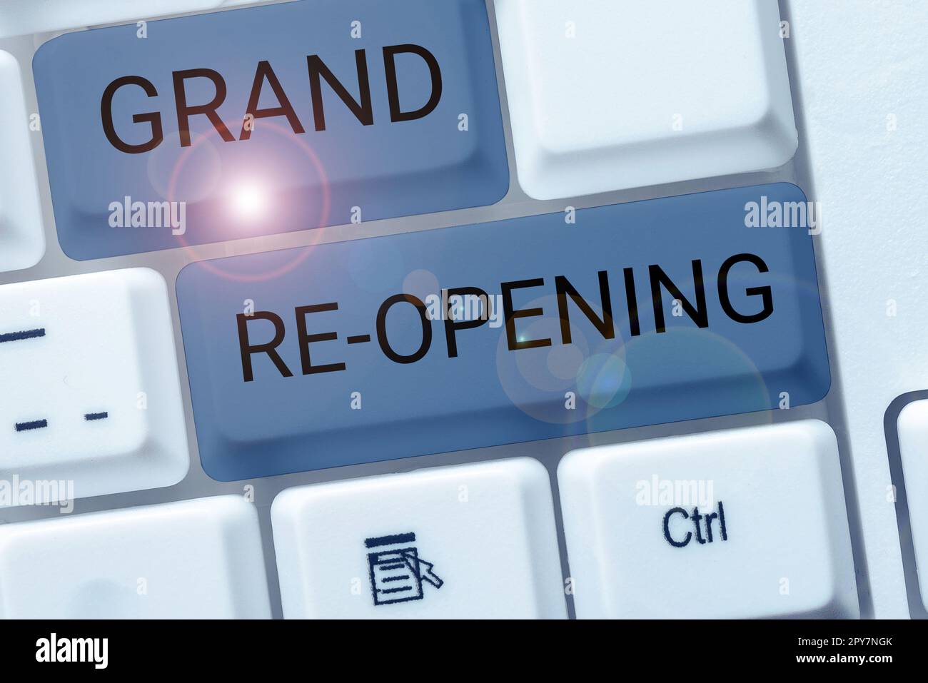 Sign displaying Grand Re Opening. Business showcase held to mark the ...