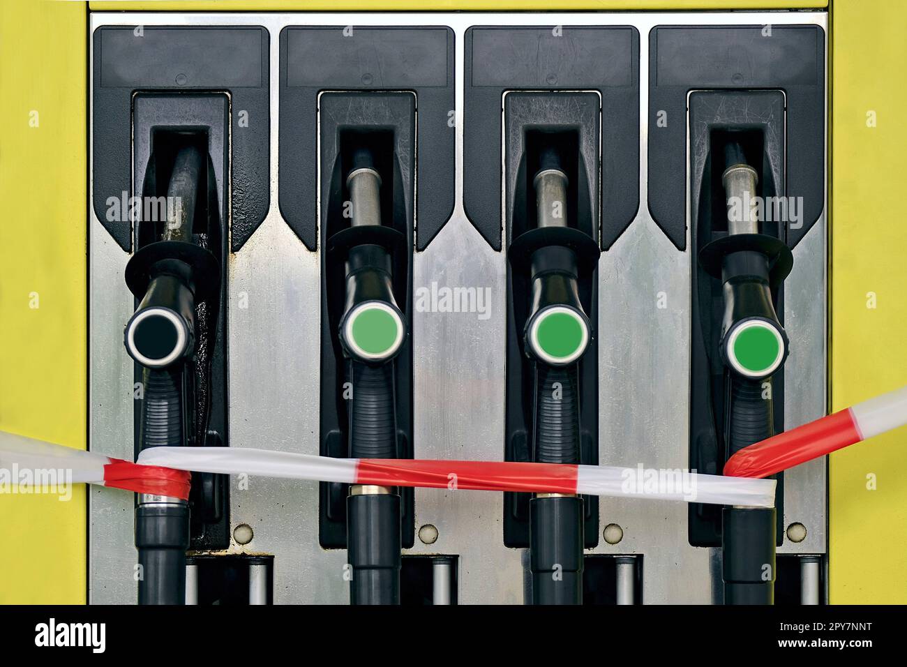 Blocked gun gas petrol station. Out of order Stock Photo - Alamy