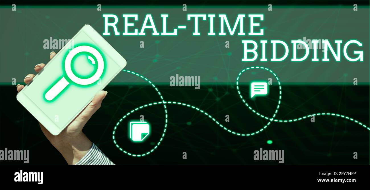 Sign displaying Real Time Bidding. Business concept Buy and sell ...