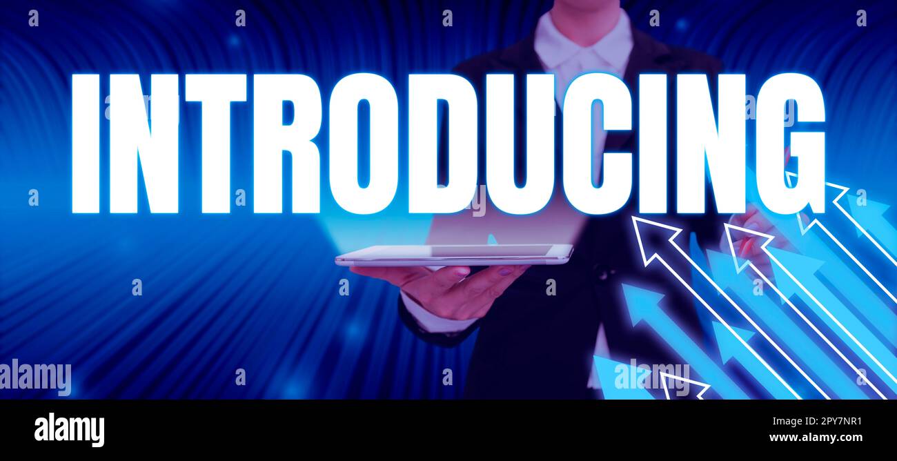 Conceptual display Introducing. Word for Presenting a topic or someone ...