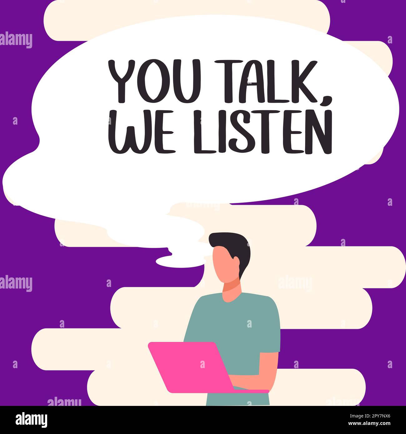 Sign displaying You Talk, We Listen. Word Written on Two Way ...