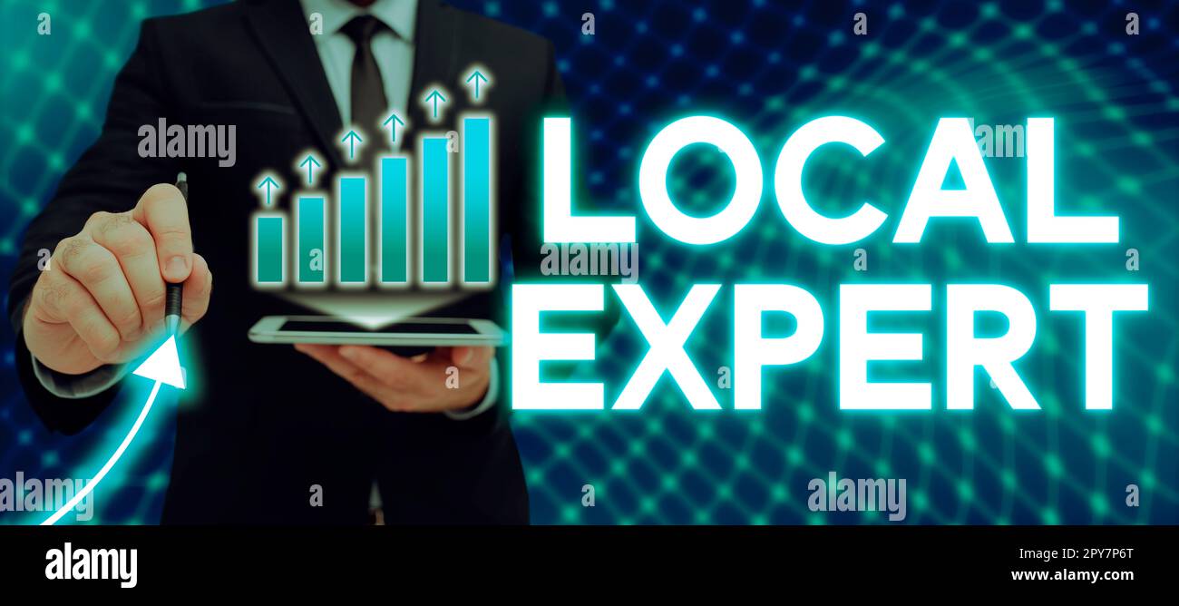 Conceptual caption Local Expert. Business idea offers expertise and ...