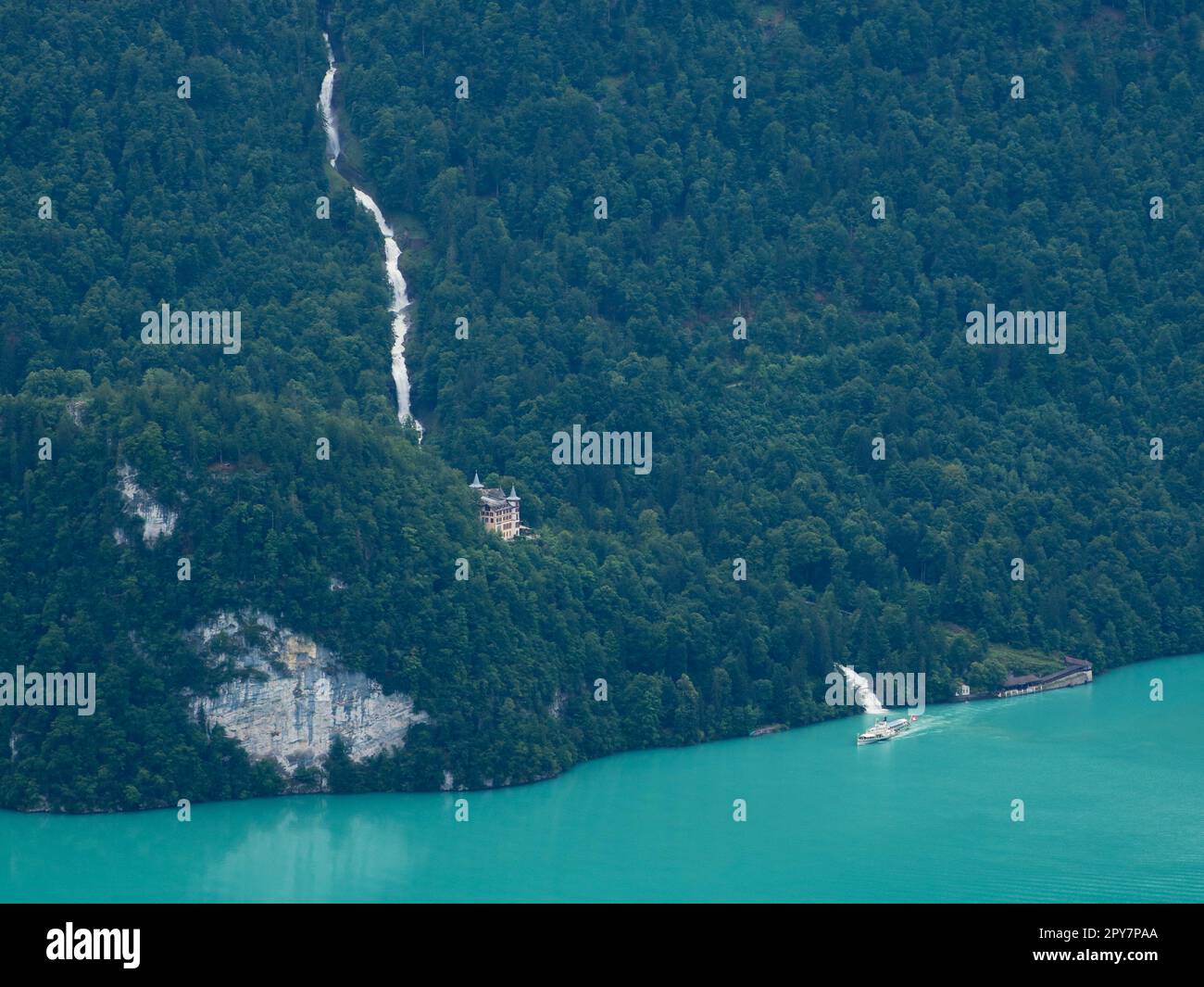 Giessbach Falls and shore of Lake Brienz Stock Photo - Alamy