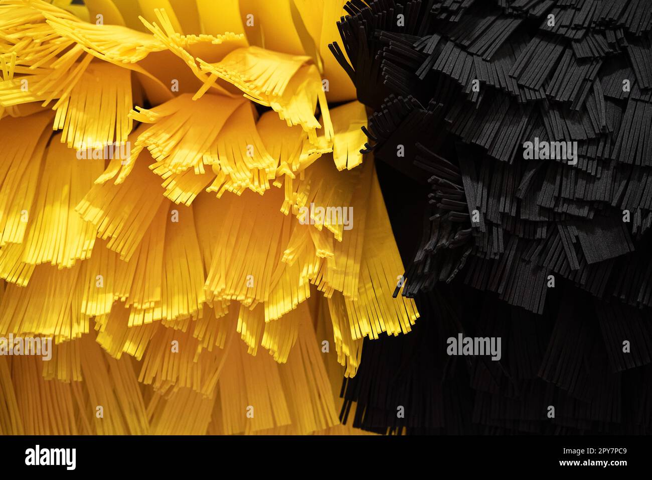 detail of black and yellow automatic car wash system cleaning fiber ...