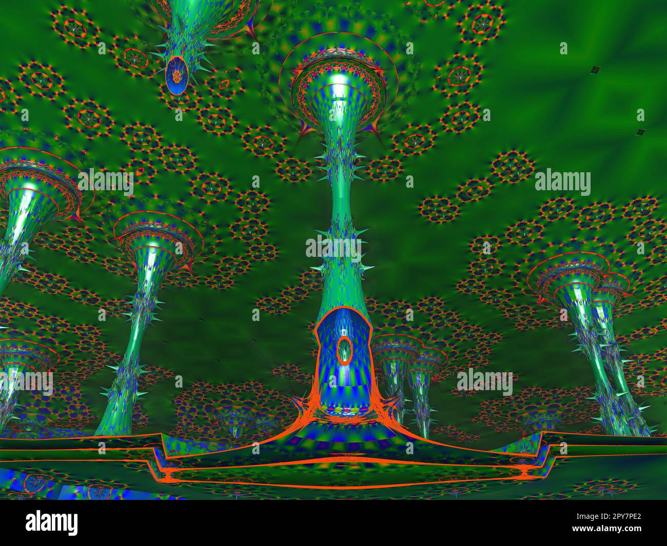 the surface of an alien planet under an alien sun 3d rendering Stock ...