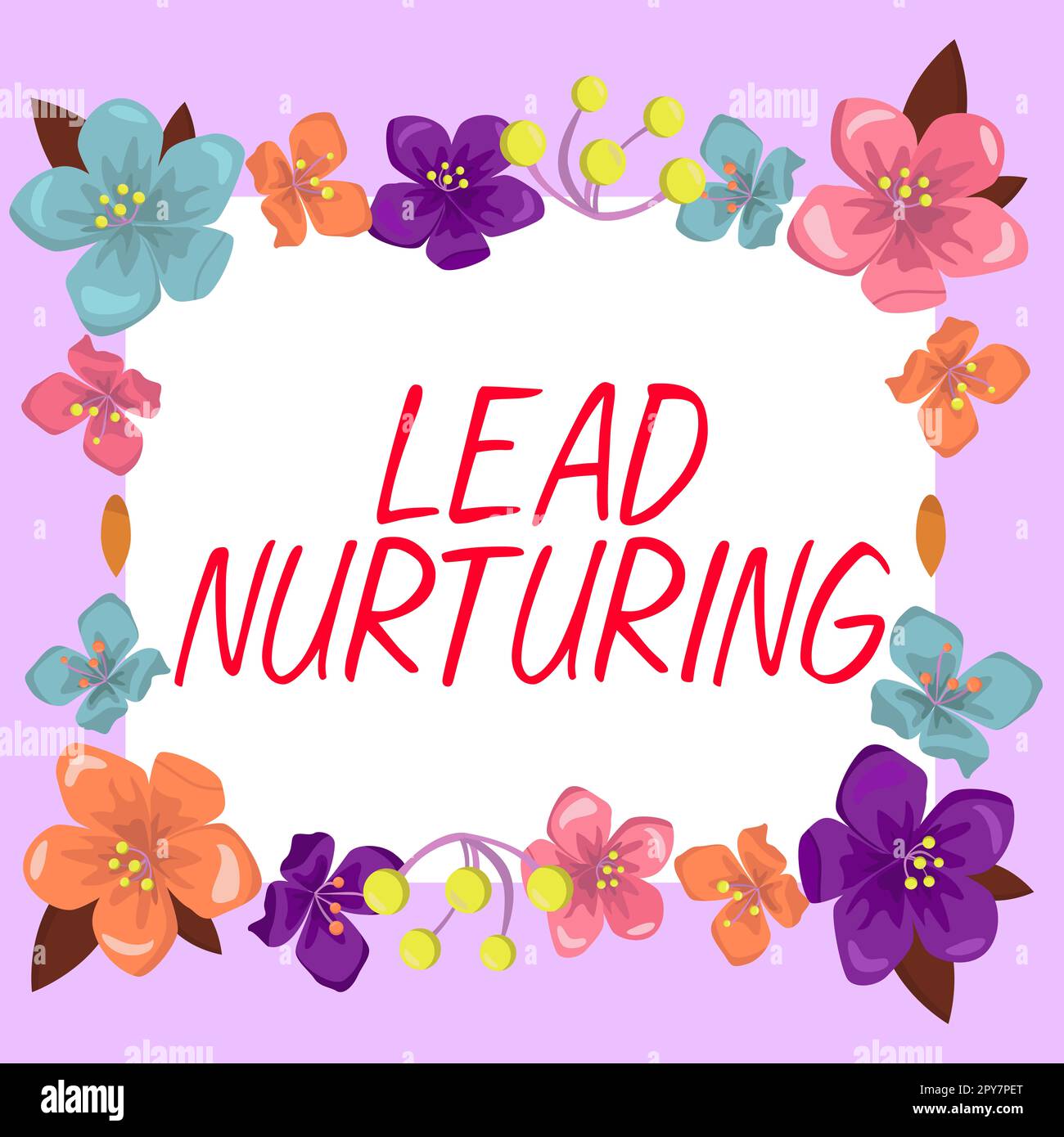 Hand writing sign Lead Nurturing. Concept meaning method of building a ...