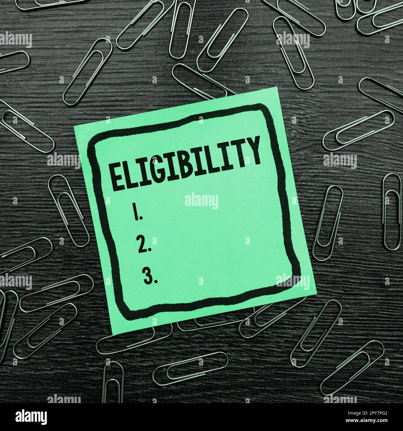 Hand writing sign Eligibility. Business overview State of having the ...