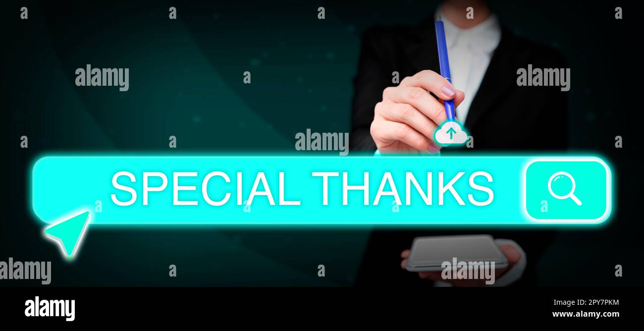 Sign displaying Special Thanks. Business overview expression of ...
