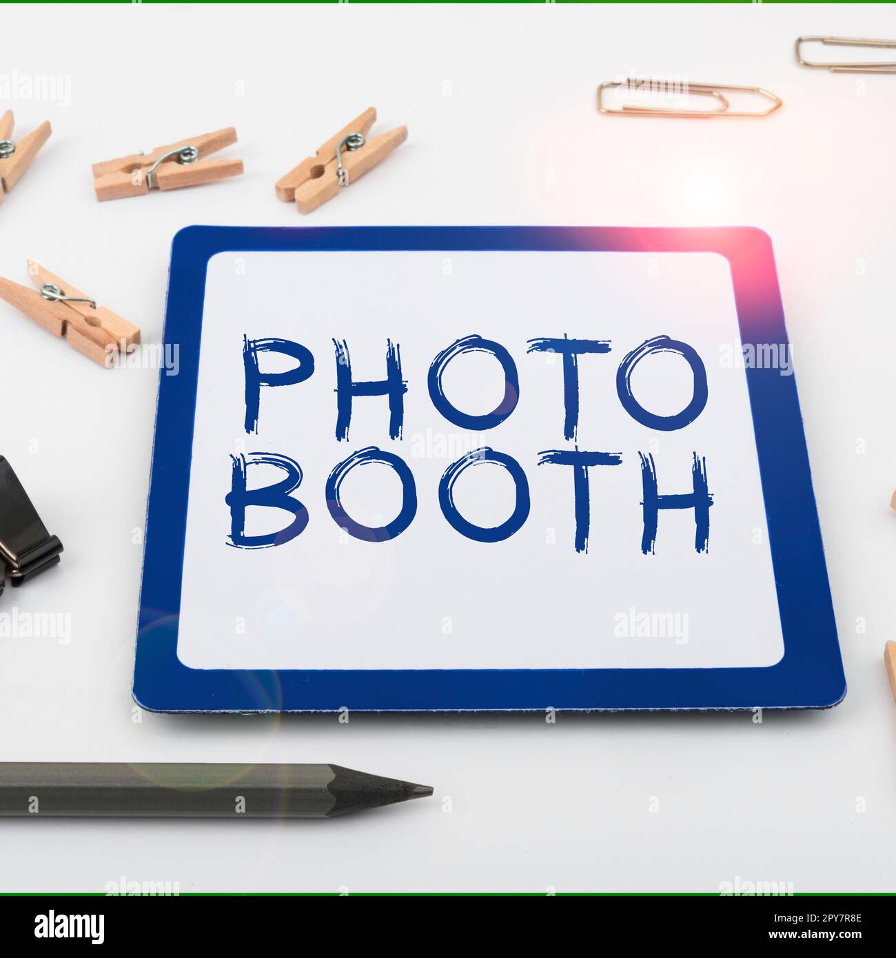 Text caption presenting Photo Booth. Concept meaning form of photo ...