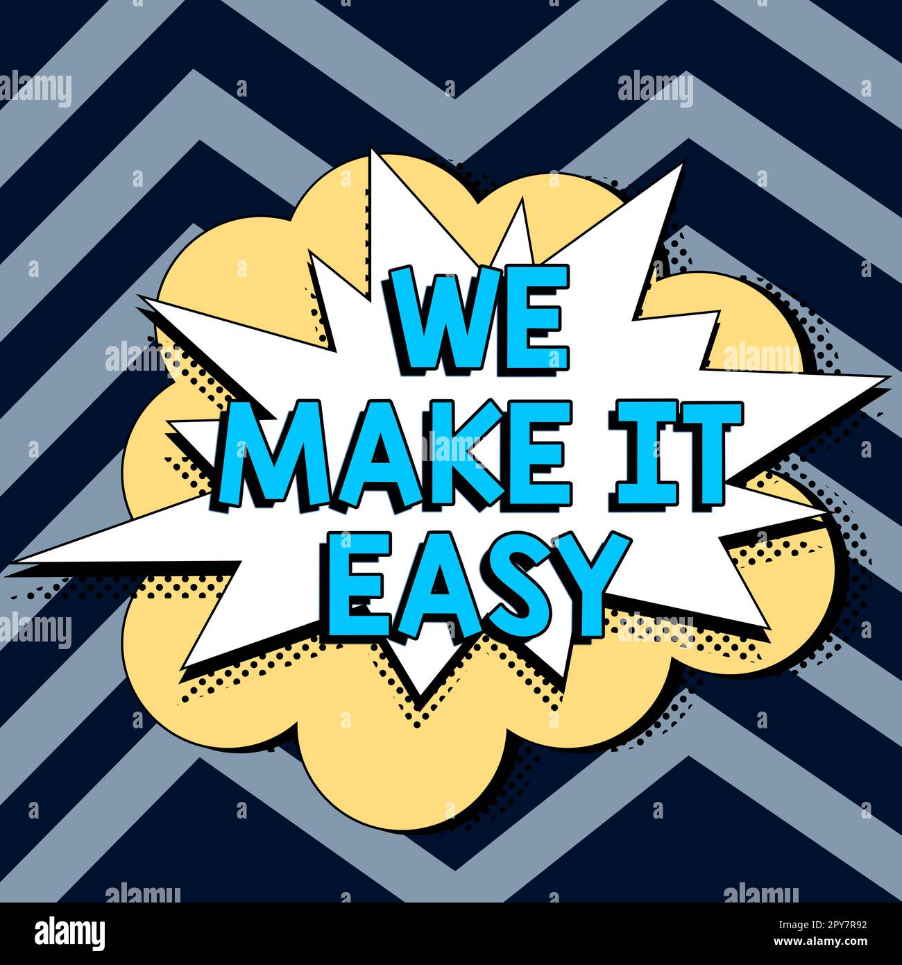 Hand writing sign We Make It Easy. Word Written on Offering solutions ...