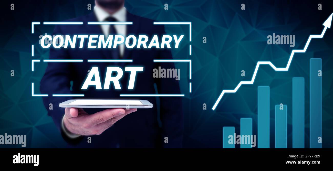 Text showing inspiration Contemporary Art. Business showcase made today ...