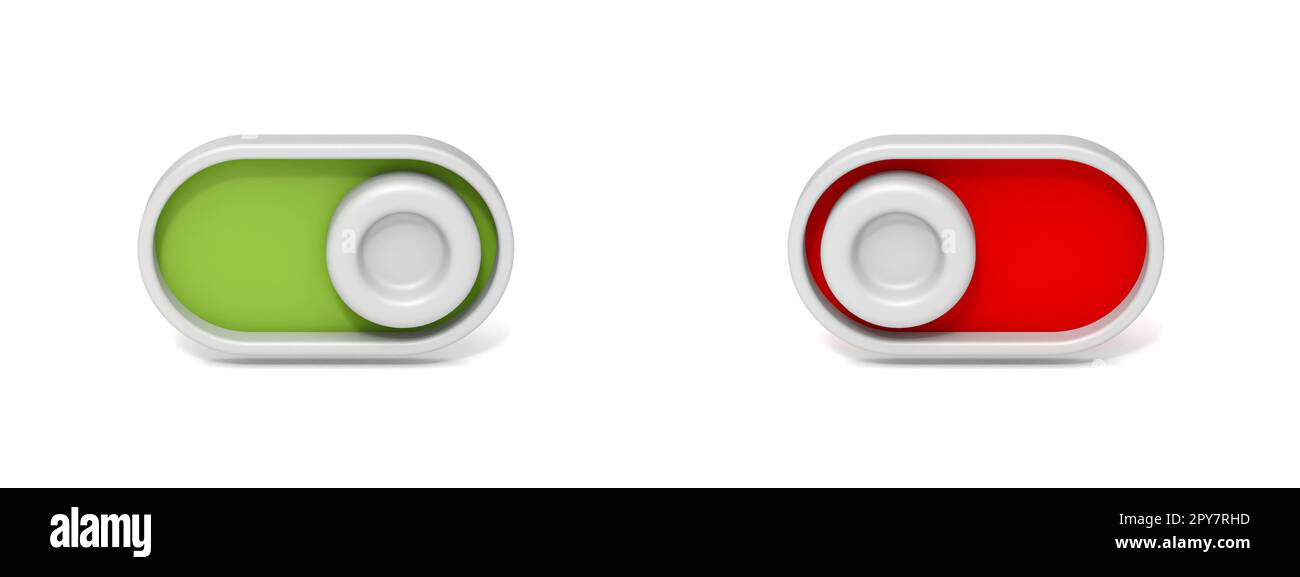 Green and red buttons 3D rendering illustration isolated on white ...