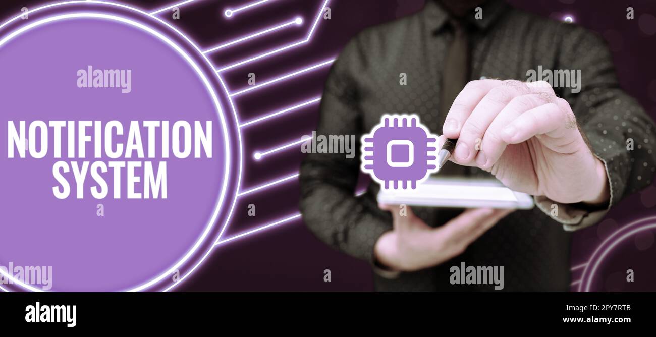 Conceptual caption Notification System. Concept meaning Do not forget ...