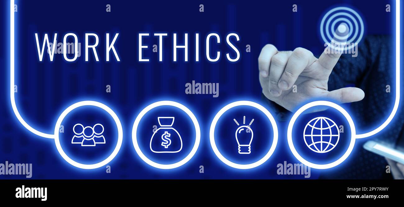 Writing displaying text Work Ethics. Business concept A set of values ...