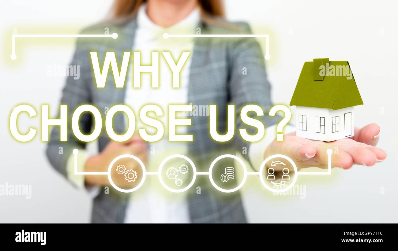 Writing displaying text Why Choose Us. Concept meaning Reasons for ... Writing displaying text Why Choose Us. Concept meaning Reasons for ...