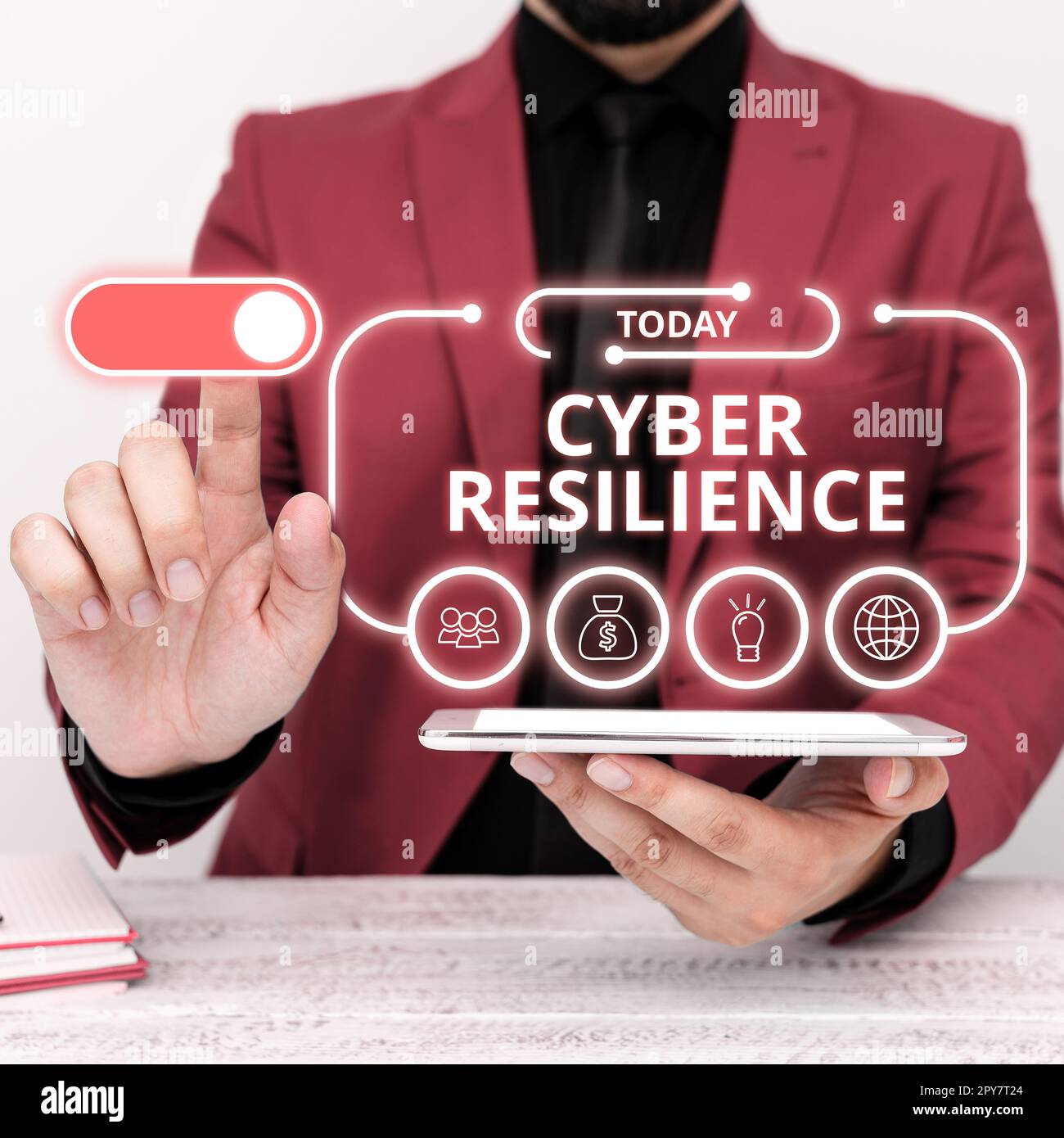 Hand writing sign Cyber Resilience. Business concept measure of how ...