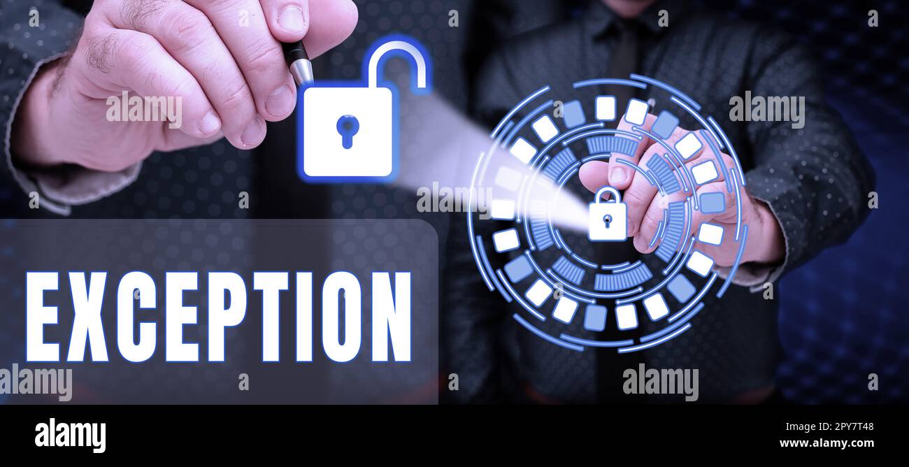 Writing displaying text Exception. Business idea person or thing that ...